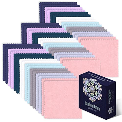 BAMBOO QUEEN 48 Pack Face Towels Gift Box, Multi, 8x8 Inch (48 Pack,Box Set)