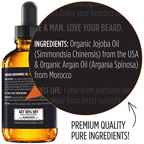 Leven Rose Beard Oil for Men and Beard Softener 100% Pure Natural for Bearded Men, Mustaches, and Moisturized Skin 1 oz by Ranger Grooming Co