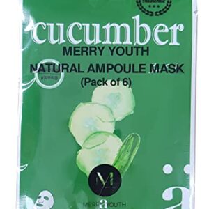 Merry Youth Korean Skin Care Face Masks Sheet - Facial Natural Ampoule Set (pack of 6) - Skincare Treatment Beauty Products for Women, men, teen girl - Hydrating Moisturizer