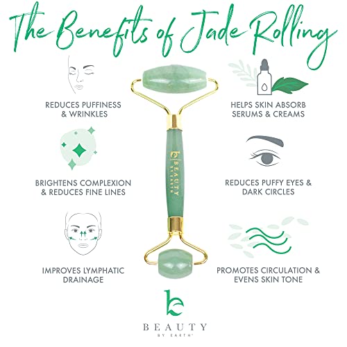 Jade Roller for Face - Skin Care Tools Used With Beauty Products, Jade Face Roller for Face, Small Eye Roller for Puffy Eyes, Face Massager for Women Face Care, Facial Roller Self Care Gifts for Women