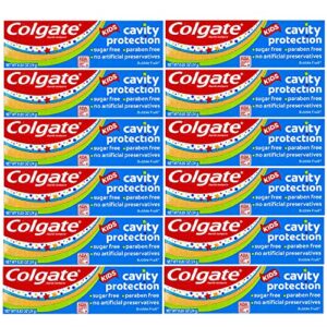 colgate kids cavity protection fluoride toothpaste, bubble fruit flavor, travel size 0.85 oz (24g) – pack of 12