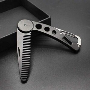 JinZeFa Stainless Steel Folding Beard Comb, Portable Multifunction Anti Static Comb for Men Mustache Styling