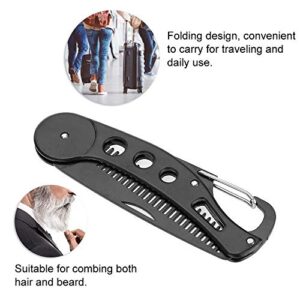 JinZeFa Stainless Steel Folding Beard Comb, Portable Multifunction Anti Static Comb for Men Mustache Styling