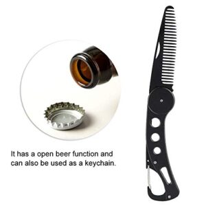 JinZeFa Stainless Steel Folding Beard Comb, Portable Multifunction Anti Static Comb for Men Mustache Styling