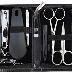 3 Swords Germany - brand quality 10 piece manicure pedicure grooming kit set for professional finger & toe nail care tweezers file clipper fashion leather case in gift box, Made by 3 Swords (02570)