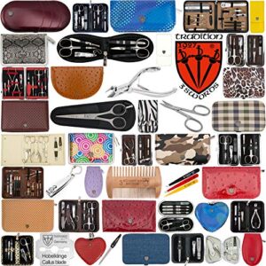 3 Swords Germany - brand quality 10 piece manicure pedicure grooming kit set for professional finger & toe nail care tweezers file clipper fashion leather case in gift box, Made by 3 Swords (02570)