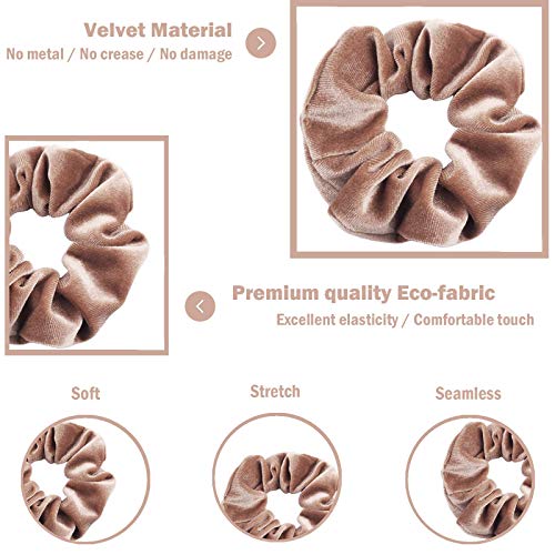 IVARYSS Scrunchies for Women, 12 Pcs Neutral Velvet Scrunchies for Hair, Classic Elastic Thick Scrunchy Hair Bands Ties, Soft Ropes Ponytail Holder Hair Accessories