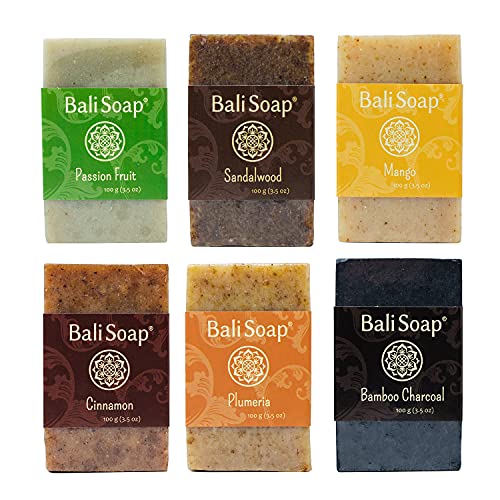 Bali Soap - Natural Soap Bar Orange Collection - Bath Soap for Women & Men - Handmade Soap Gift Set - Moisturizing Vegan Soap Bars - 6 pc Variety Exotic Pack, 3.5 Oz each