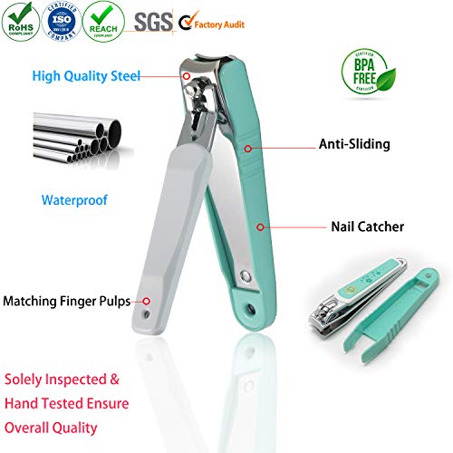 PAFASON Nail Clipper Set with Nail Catcher & Nail File Super Sharp for Fingernail & Toenail Clippers for Men & Women