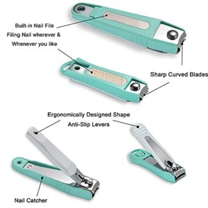 PAFASON Nail Clipper Set with Nail Catcher & Nail File Super Sharp for Fingernail & Toenail Clippers for Men & Women