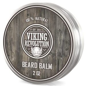 viking revolution beard balm – all natural grooming treatment with argan oil & mango butter – strengthens & softens beards & mustaches – citrus scent leave in conditioner wax for men – 1 pack