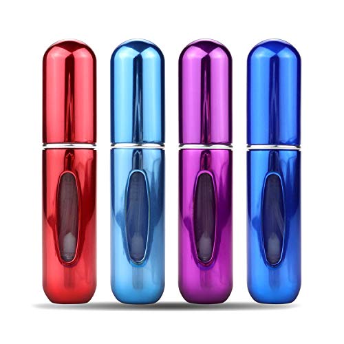 Portable Mini Refillable Perfume Atomizer Bottle，Atomizer Perfume Bottle,Refillable Perfume Spray, Scent Pump Case, Perfume Atomizer Refillable Travel 4 Pcs Pack of 5ml