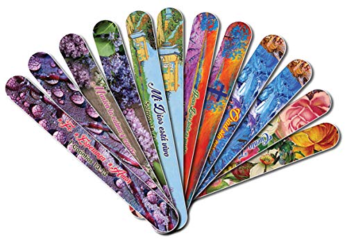 Spanish Christian Emery Board - Faith Hope Love (24-Pack) - 150/150 Grit Colorful Nail File - Nail Spa Party Favors Supplies - Stocking Stuffers Gift for Girls Women Kids Mom Girlfriend Christmas