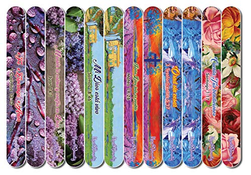 Spanish Christian Emery Board - Faith Hope Love (24-Pack) - 150/150 Grit Colorful Nail File - Nail Spa Party Favors Supplies - Stocking Stuffers Gift for Girls Women Kids Mom Girlfriend Christmas