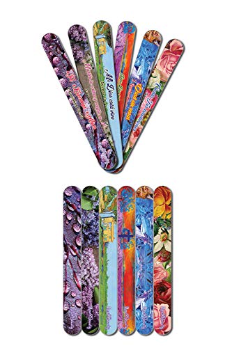 Spanish Christian Emery Board - Faith Hope Love (24-Pack) - 150/150 Grit Colorful Nail File - Nail Spa Party Favors Supplies - Stocking Stuffers Gift for Girls Women Kids Mom Girlfriend Christmas