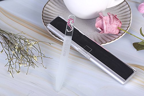 Glass Nail File With Austria Crystals – G.Liane Professional Crystal Fingernail Files In Aluminum Case Perfect Manicure Set For Women Men Kids Nail Care Gift Set (Pink Seahorse)