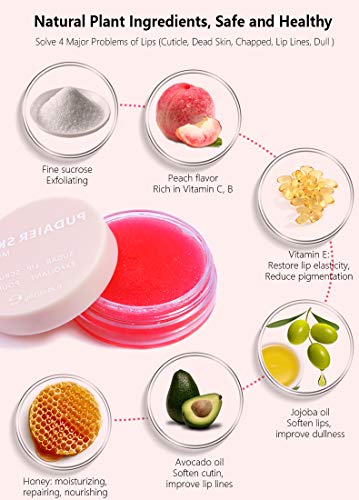 Lip Scrub, (Peach) Lip Scrubs Exfoliator & Moisturizer, Vegan Cruelty-Free Lip Sugar Scrub, Natural Gentle Lip Treatment, Dry Lip Treatment Polish & Lip Exfoliator by Samnyte