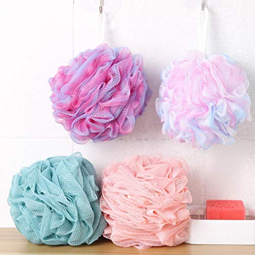 75g/pcs Bath Puffs, Large Body Exfoliating Loofah Shower Sponges for Men and Women Showering - Set of 4