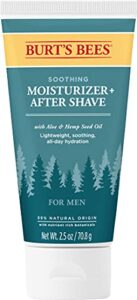 burt’s bees soothing moisturizer + after shave with aloe & hemp for men, white, 2.5 oz