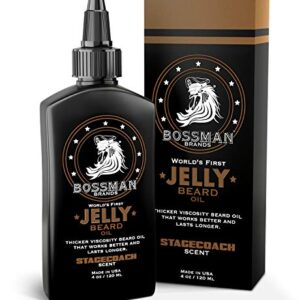 Bossman Beard Oil Jelly (4oz) - Beard Growth Softener, Moisturizer Lotion Gel with Natural Ingredients - Beard Growing Product (Stagecoach Scent)