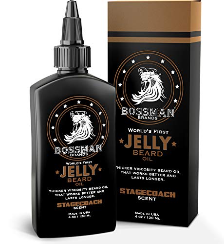 Bossman Beard Oil Jelly (4oz) - Beard Growth Softener, Moisturizer Lotion Gel with Natural Ingredients - Beard Growing Product (Stagecoach Scent)