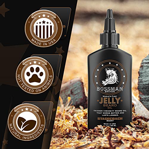 Bossman Beard Oil Jelly (4oz) - Beard Growth Softener, Moisturizer Lotion Gel with Natural Ingredients - Beard Growing Product (Stagecoach Scent)