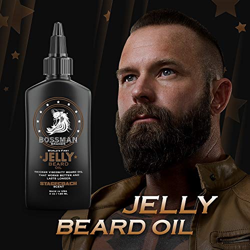 Bossman Beard Oil Jelly (4oz) - Beard Growth Softener, Moisturizer Lotion Gel with Natural Ingredients - Beard Growing Product (Stagecoach Scent)