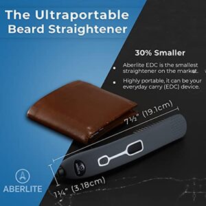 Aberlite EDC - Premium Beard Straightener Brush for Men - Professional Straightening Tool Heated Comb - Beard Kits for Men - Beard Kits Gift Sets Men - Beard Grooming Kit for Men Gift Set (Grey)