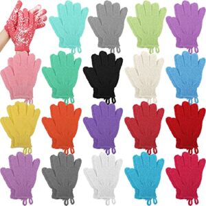 40 pieces exfoliating gloves smooth skin exfoliator for body dead skin remover for body shower gloves body scrub gloves exfoliating body scrubber bath gloves with hang loop for women men, 20 colors