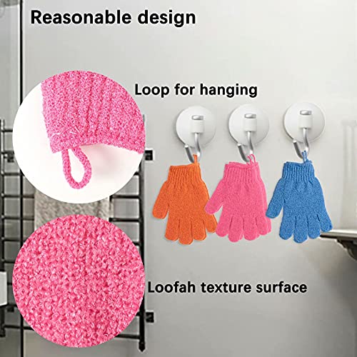 8 Pairs Exfoliating Bath Gloves - Exfoliating Gloves with Hanging Loops for Shower, Spa, Massage - Scrubs Exfoliator Mitt for Body, Face, Hand and Foot - Exfoliation Accessories for Men and Women