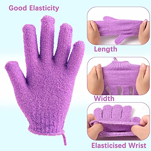 8 Pairs Exfoliating Bath Gloves - Exfoliating Gloves with Hanging Loops for Shower, Spa, Massage - Scrubs Exfoliator Mitt for Body, Face, Hand and Foot - Exfoliation Accessories for Men and Women