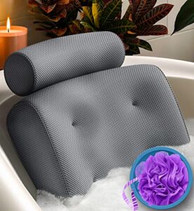 everlasting comfort luxury bath pillow – head, neck, back support cushion for bathtub, spa, soaking