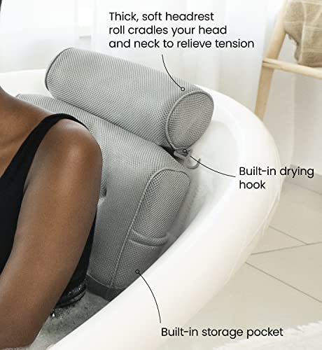 Everlasting Comfort Luxury Bath Pillow - Head, Neck, Back Support Cushion for Bathtub, Spa, Soaking