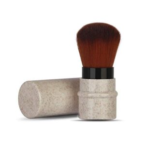 makeup brush for blush, powder, foundation, concealer retractable kabuki cap with recycled and sustainable materials cruelty free synthetic taklon bristles travel cosmetic brushes(apricot)