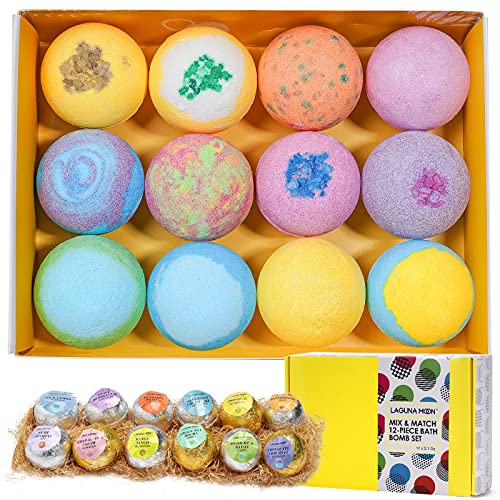 Bath Bombs Gift Set - Organic Extra Large 12 Pack Handmade Natural Bath Bombs with Essential Oils, Sea Salt, Shea Butter, Coconut Oil - Perfect Birthday, Valentines Gift for Women, Kids