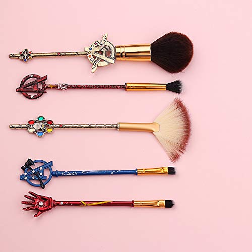 Makeup Brush 7pcs Set With Pouch, Magical Girl Platinum Gold Cardcaptor Sakura Cosmetic Brushes With Cute Pink Bag (Creative Marvel)