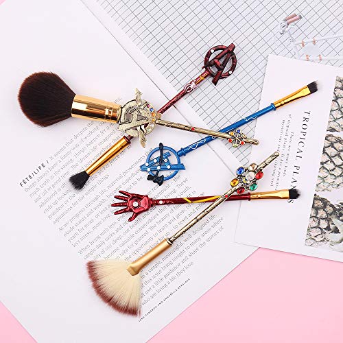 Makeup Brush 7pcs Set With Pouch, Magical Girl Platinum Gold Cardcaptor Sakura Cosmetic Brushes With Cute Pink Bag (Creative Marvel)