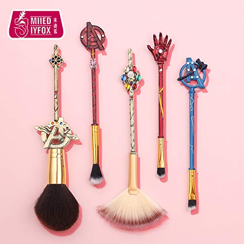 Makeup Brush 7pcs Set With Pouch, Magical Girl Platinum Gold Cardcaptor Sakura Cosmetic Brushes With Cute Pink Bag (Creative Marvel)