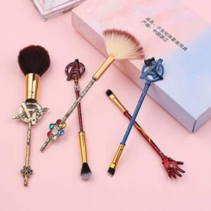 Makeup Brush 7pcs Set With Pouch, Magical Girl Platinum Gold Cardcaptor Sakura Cosmetic Brushes With Cute Pink Bag (Creative Marvel)