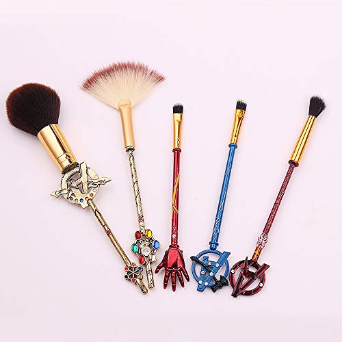 Makeup Brush 7pcs Set With Pouch, Magical Girl Platinum Gold Cardcaptor Sakura Cosmetic Brushes With Cute Pink Bag (Creative Marvel)