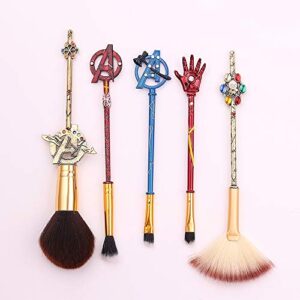 Makeup Brush 7pcs Set With Pouch, Magical Girl Platinum Gold Cardcaptor Sakura Cosmetic Brushes With Cute Pink Bag (Creative Marvel)