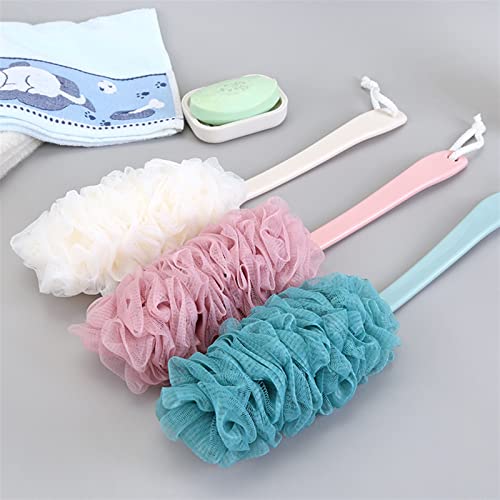 INGVY Dry Brushing Body Brush Long Handle Hanging Soft Mesh Back Body Bath Shower Scrubber Brush Sponge for Bathroom Shower Brush (Size : White)