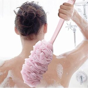 INGVY Dry Brushing Body Brush Long Handle Hanging Soft Mesh Back Body Bath Shower Scrubber Brush Sponge for Bathroom Shower Brush (Size : White)