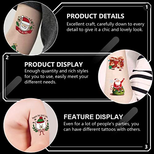 Santa Stickers Christmas Temporary Tattoos: 20pcs Santa Claus Snowman Reindeer Gingerbread Man Fake Tattoo Decals Winter Holiday Party Favors Stocking Stuffers