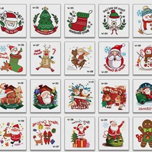 Santa Stickers Christmas Temporary Tattoos: 20pcs Santa Claus Snowman Reindeer Gingerbread Man Fake Tattoo Decals Winter Holiday Party Favors Stocking Stuffers