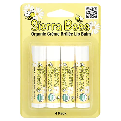 Organic Lip Balms, Creme Brulee, 4 Pack, 0.15 oz (4.25 g) Each, Sierra Bees