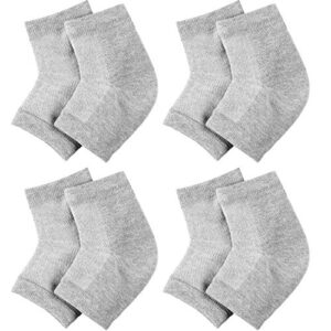 Bememo Soft Gel Heel Socks Ventilate Open Toe Socks 4 Pairs for Dry Hard Cracked Skin Moisturizing Day Night Care Skin (Gray)