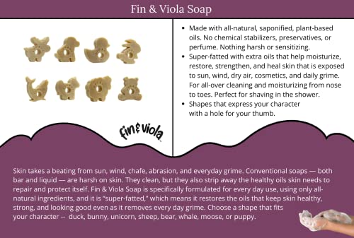 Fin & Viola Bar Soap (4 oz Bar) -- All Natural -- Fun Animal Shapes -- Preservative & Chemical-Free-- 5 Simple Ingredients -- Pediatrician Approved (Bunny), Yellow