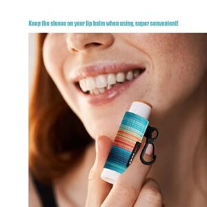 HEYSKAY Lip Balm Holder Sleeves Keychain Chapstick Elastic Sleeves (Black/light blue strip/dark blue strip) 3 Count (Pack of 1)