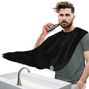 beard catcher, beard bib apron for men, non-stick beard cape for trimming, beard apron, cape for men shaving, gifts for men (a37-black)